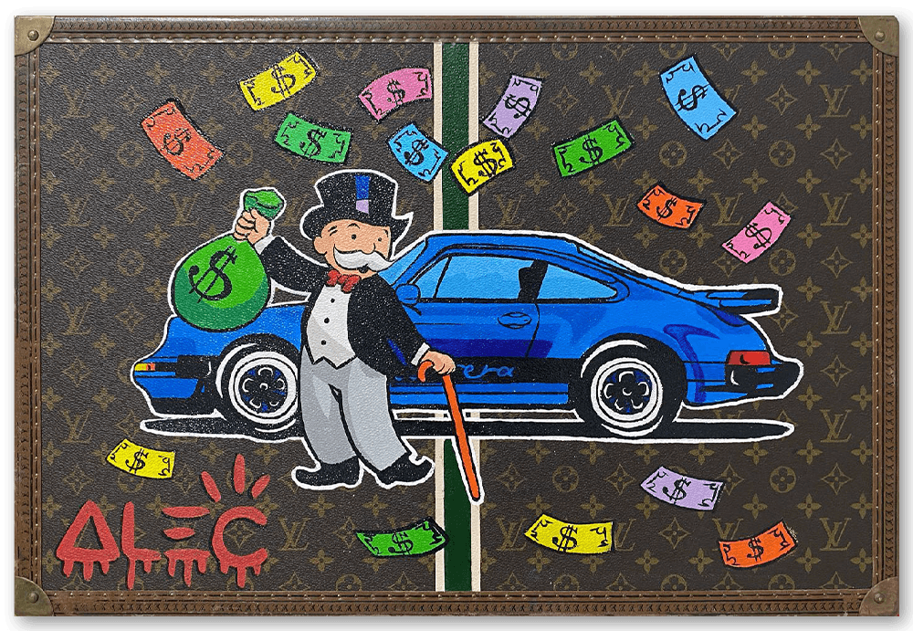 Monopoly $ Bag And Cane with Blue Car Trunk - Alec Monopoly - Eden ...